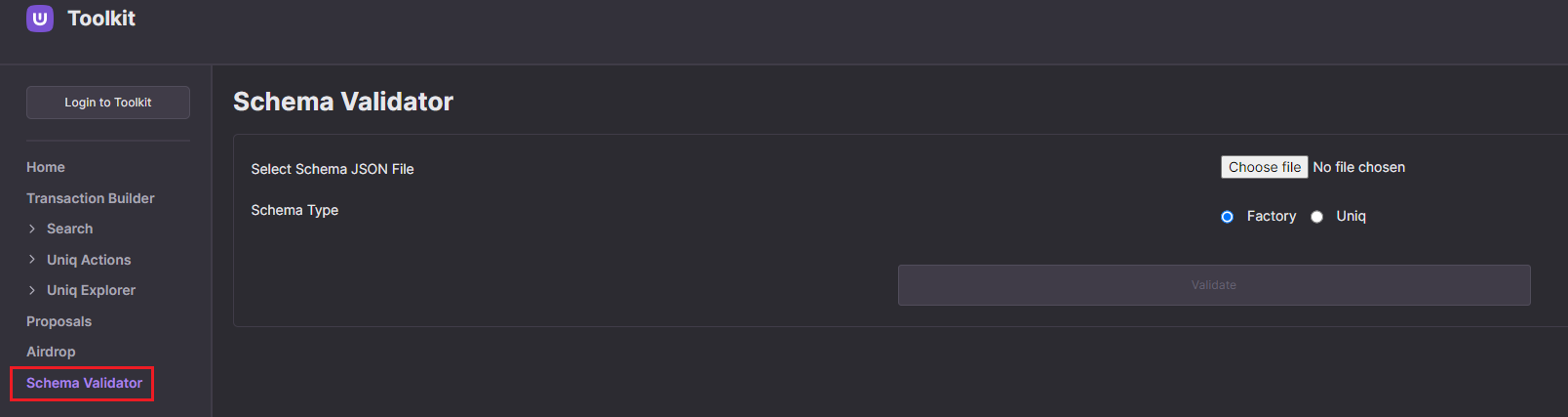 How to validate uniq metadata using Ultra Tool Kit's Schema Validator | Ultra.io Docs